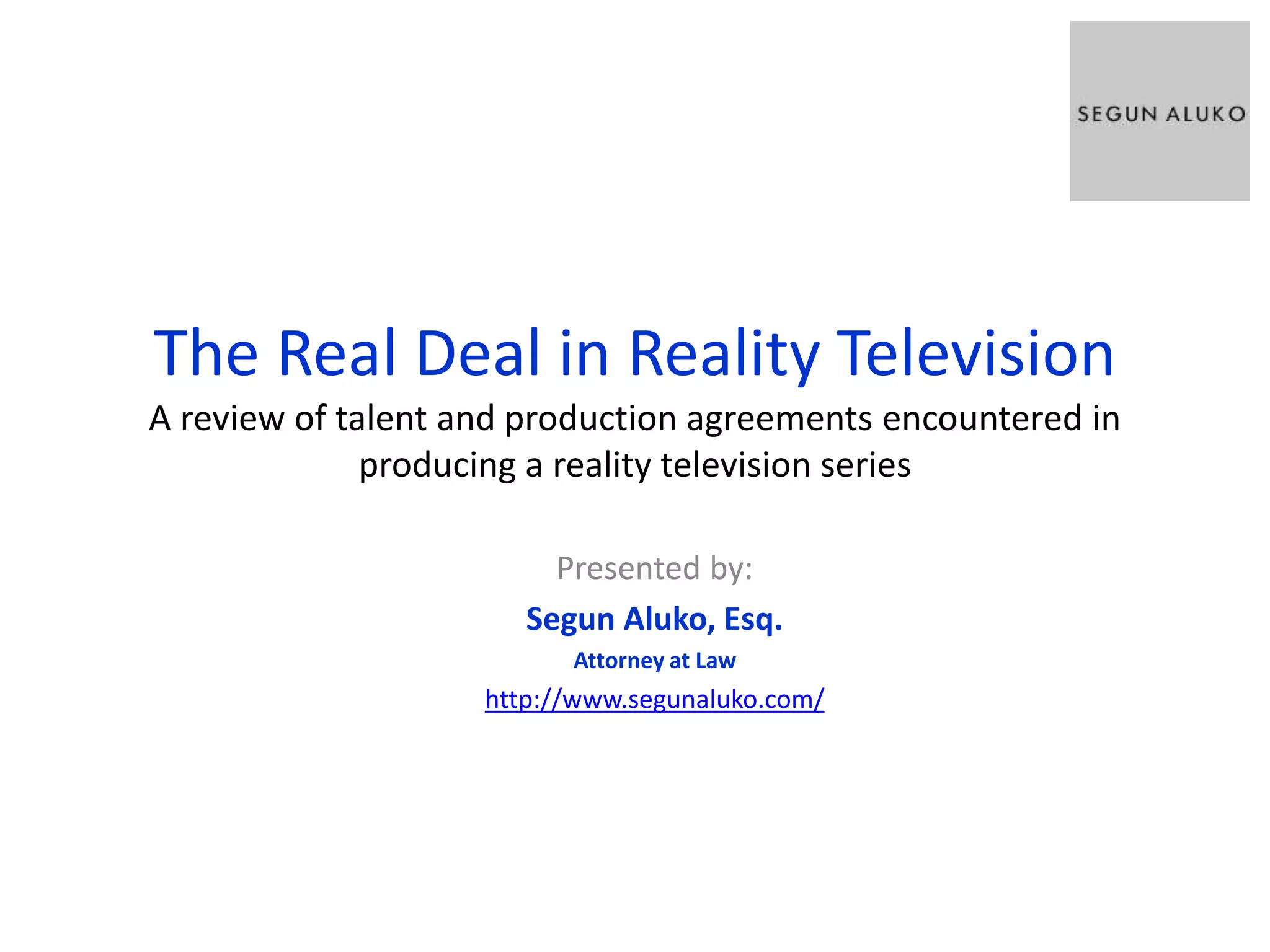 The Real Deal in Reality TV | PPT