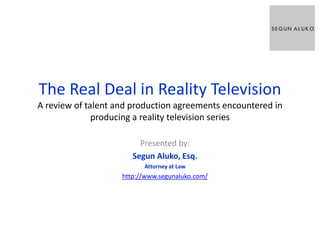 The Real Deal in Reality TV | PPT