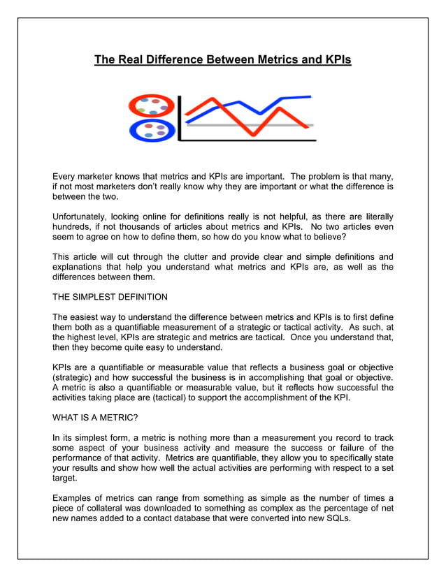 The Real Difference Between Metrics and KPIs | PDF | Business ...