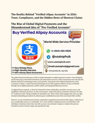 The Reality Behind “Verified Alipay Accounts” in 2026.docx