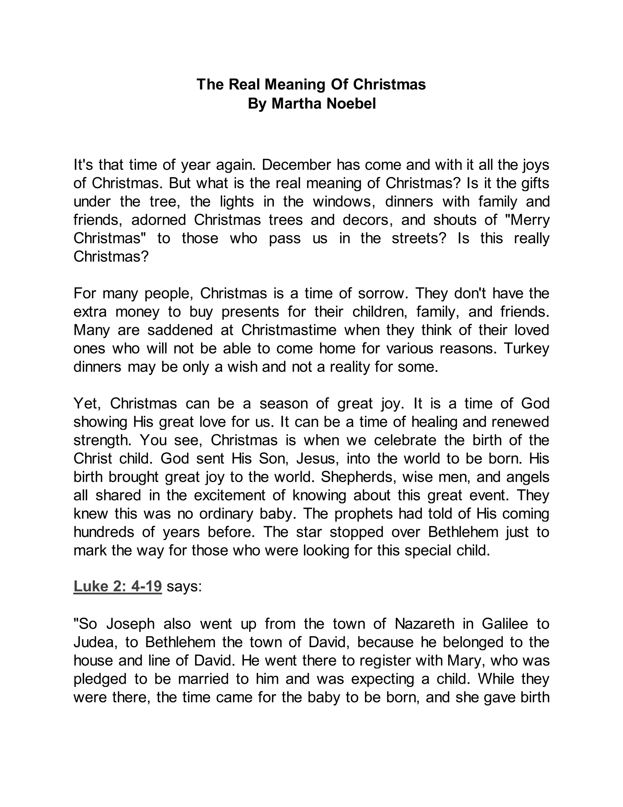 The real meaning of christmas | PDF
