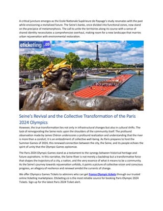 The Real Splash at Next Year's Olympic Paris 2024.pdf | Summer Olympic ...