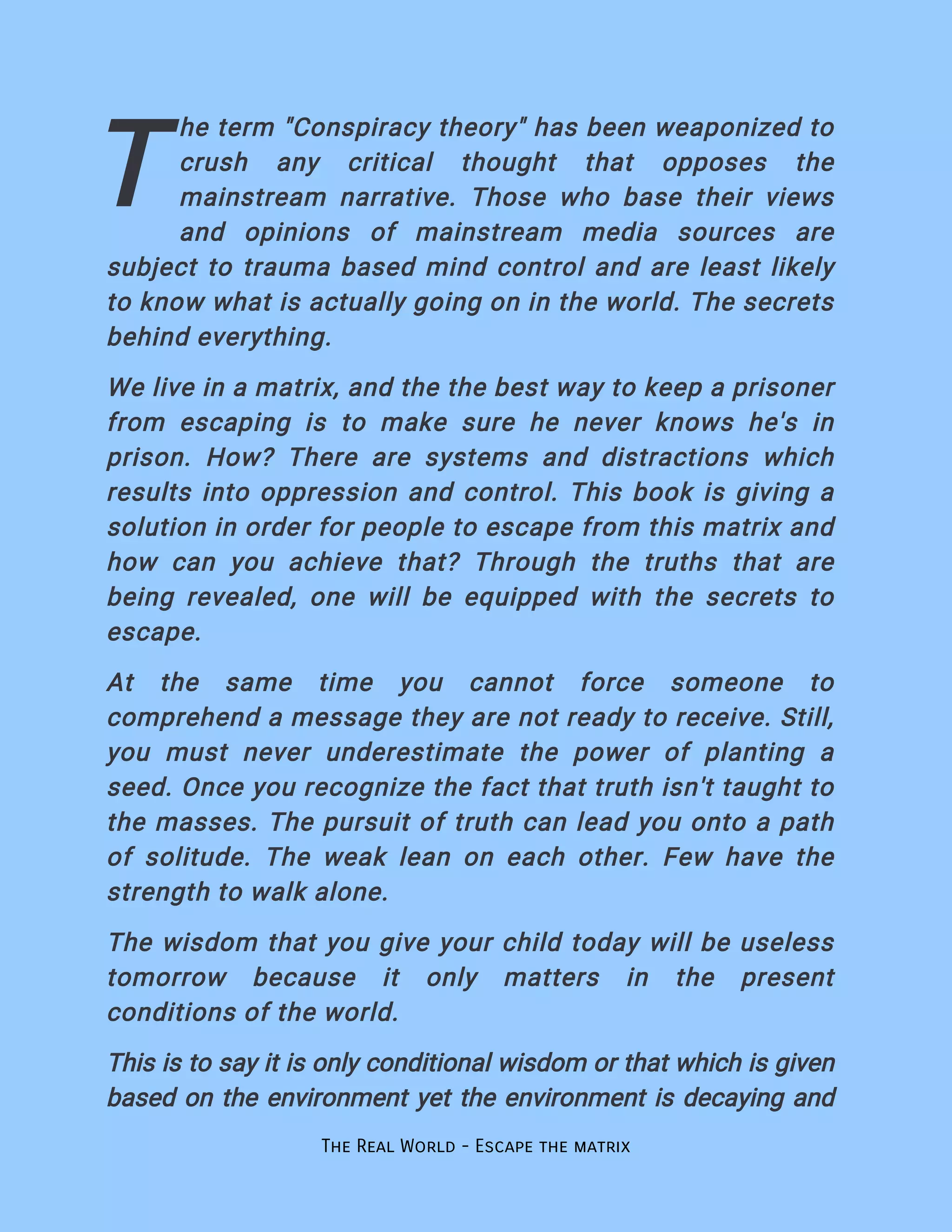 The Real World - Escape the matrix | PDF