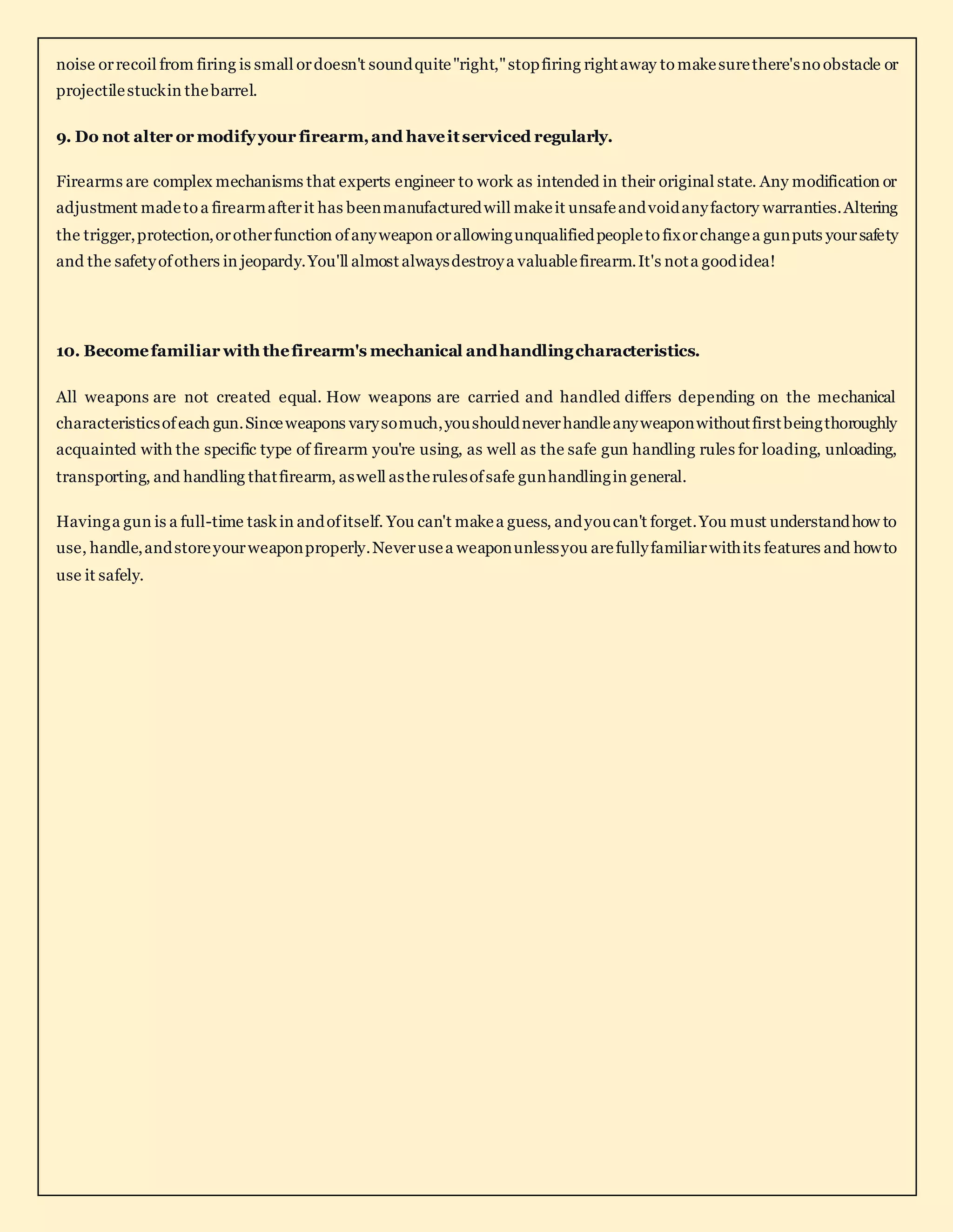 Firearms safety: ten guidelines for proper weapons handling | PDF