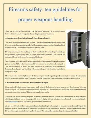 Firearms safety: ten guidelines for proper weapons handling | PDF