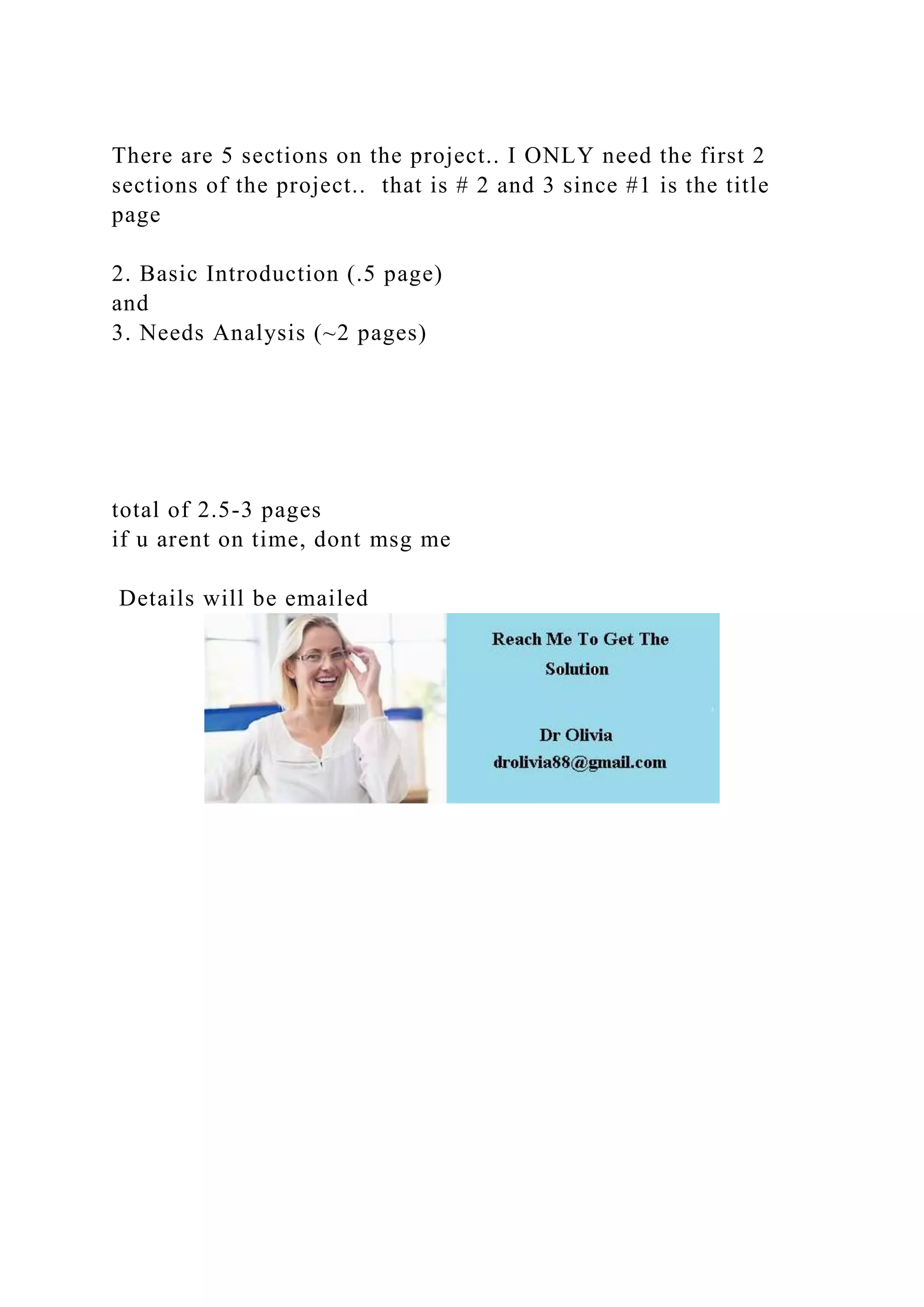 There are 5 sections on the project.. I ONLY need the first 2 sectio.docx