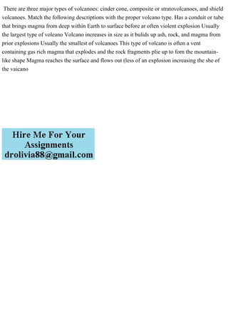 There are three major types of volcanoes cinder cone, composite or s ...