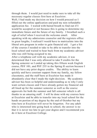 The Reason Why Excelsior College Is My ChoiceEnglish 101Runn.docx