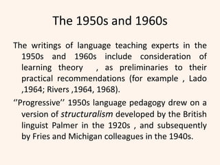 The recent history of second language learning research sla ...