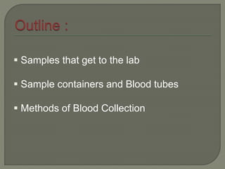 The reception in medical labs and blood draw | PPTX