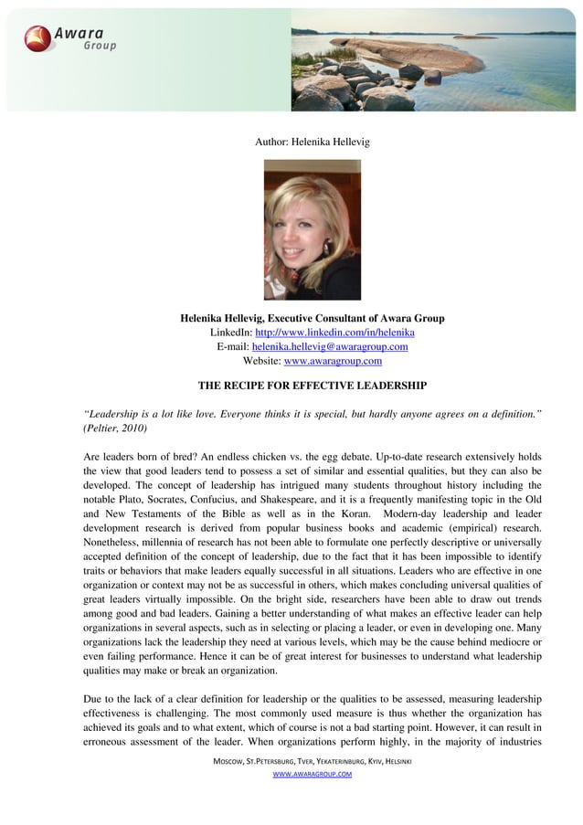 The recipe for effective leadership | PDF