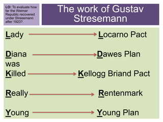 The Recovery Years - Gustav Stresemann Part 2 | PPT