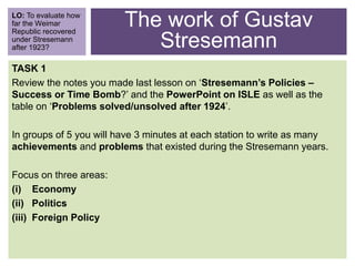 The Recovery Years - Gustav Stresemann Part 2 | PPTX