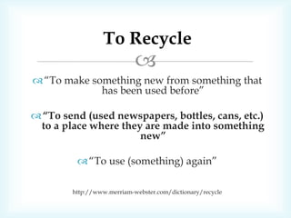 The Recycling Problem | PPTX