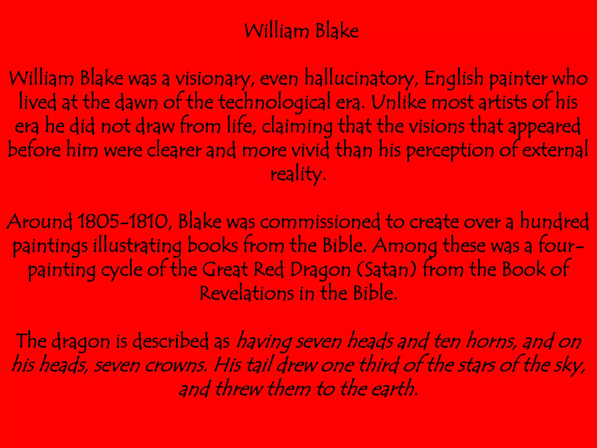 The Red Dragon Series by William Blake (nx power lite) | PPSX