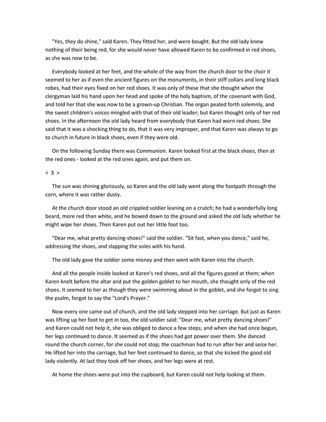 The red shoes by hans christian andersen | PDF