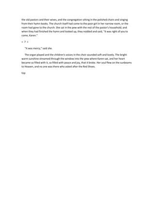 The red shoes by hans christian andersen | PDF