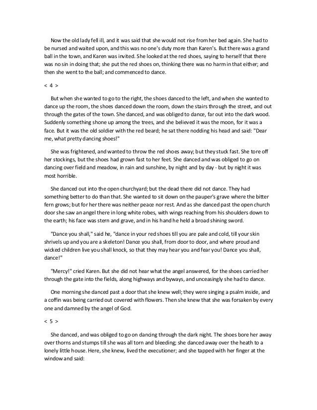 The red shoes by hans christian andersen