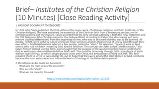 The Reformation Lecture 2 (Protestant Reformers) | PPT