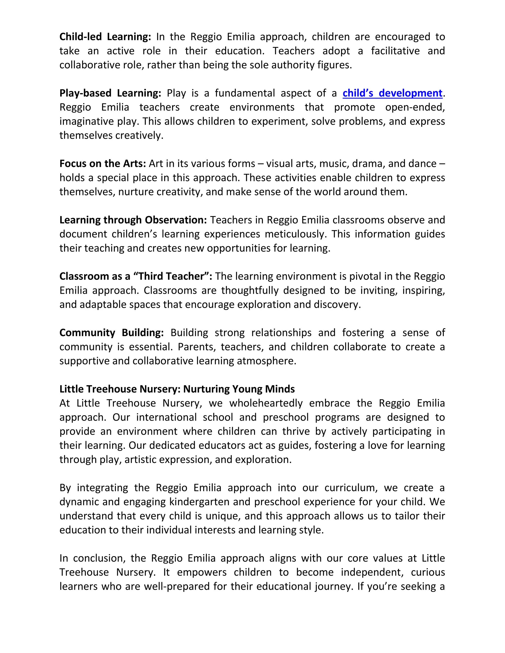 The Reggio Emilia Approach: A Child-Centered Educational Philosophy | PDF