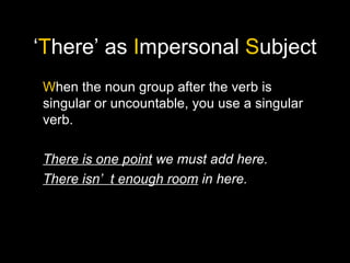 'There' as Impersonal Subject | PPT