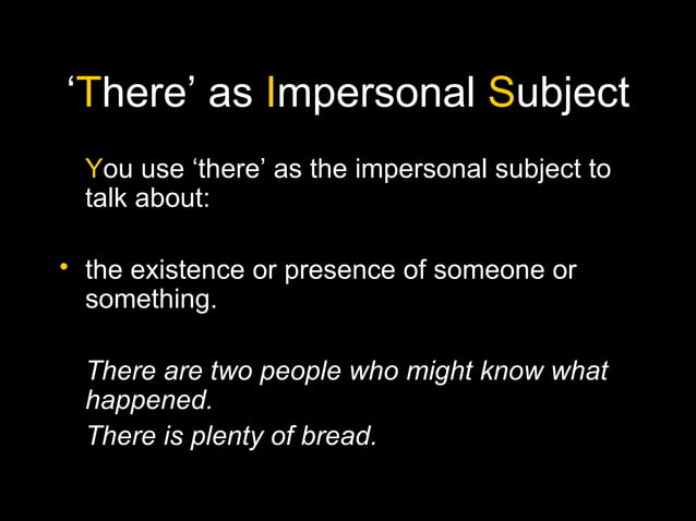 'There' as Impersonal Subject | PPT