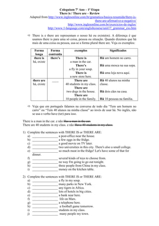 There is.there are – review | PDF