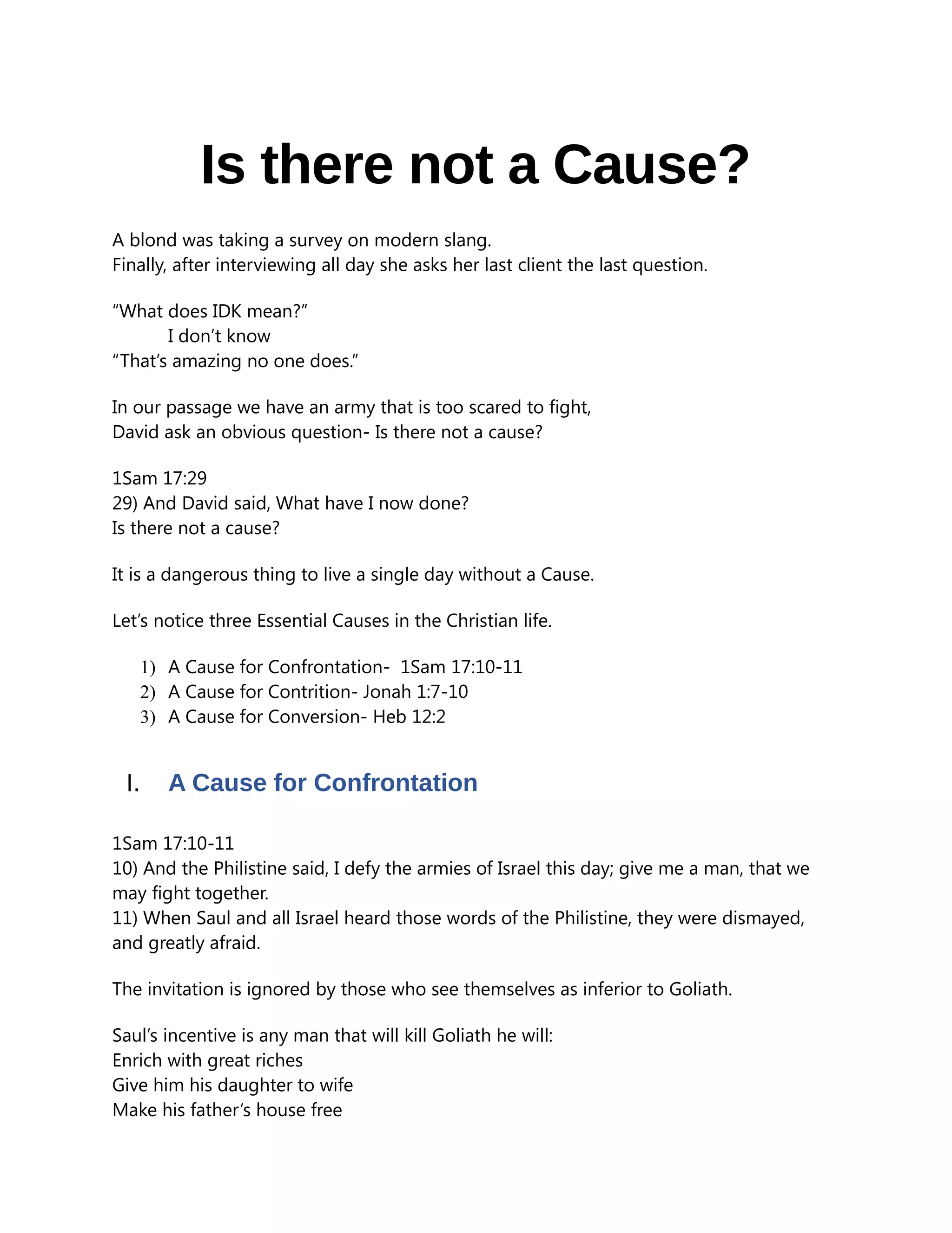 Is there not a Cause? | DOC