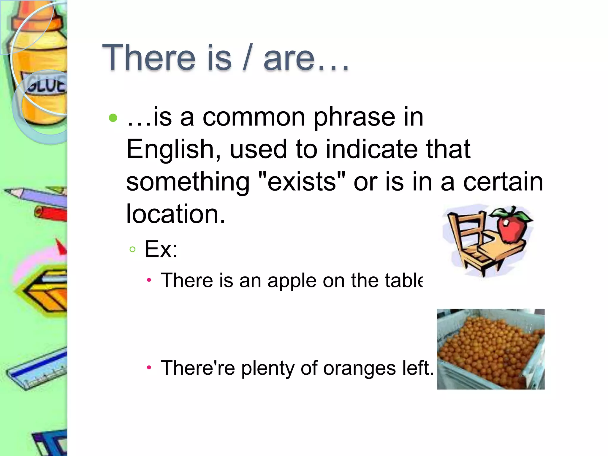 There is and there are with school objects vocabulary | PPTX | Homework ...