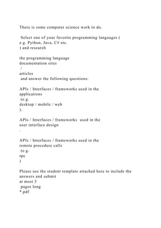 There is some computer science work to do. Select one of your fa.docx