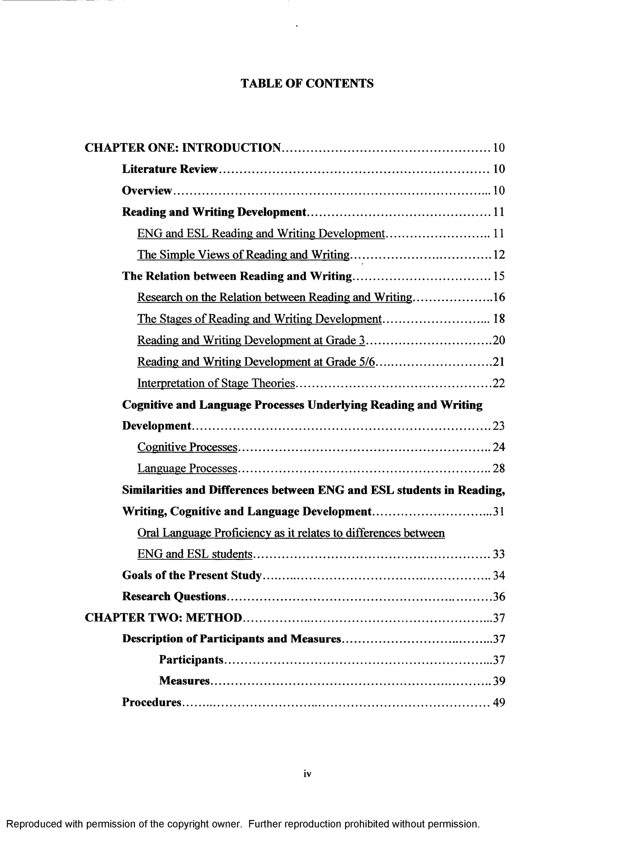 The relation between reading and writing development in english and esl ...