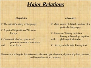 The relationship between linguistics and literature | PPT