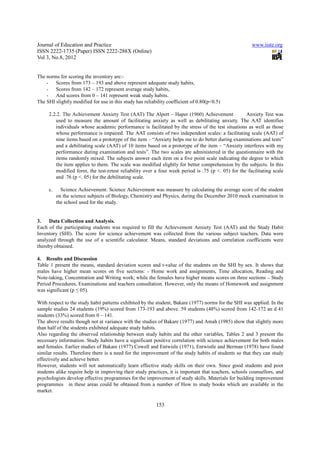 The relationship between study habits, test anxiety and science ...