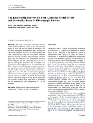 Neuroticism & FMS | PDF