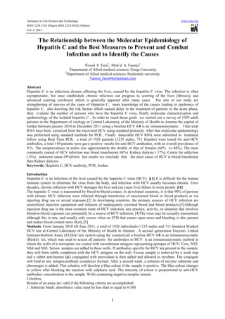 The relationship between the molecular epidemiology of hepatitis c and the best measures to ...