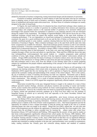 The relative effectiveness of three evaluation techniques on academic performance of secondary ...