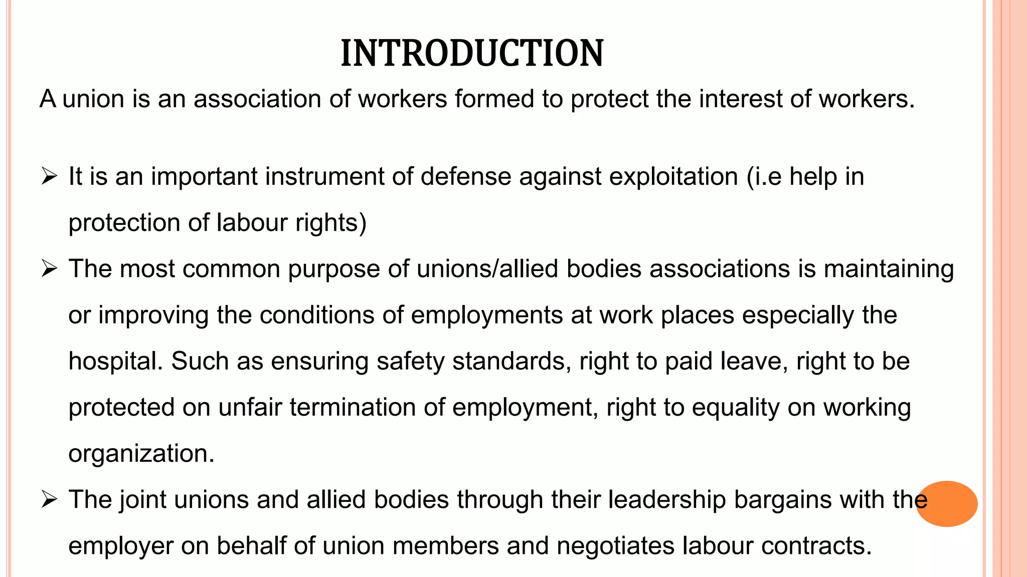 The relevance of joint unions and allied bodies in hospital community ...