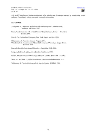 The relevance of phonology to communication studies | PDF