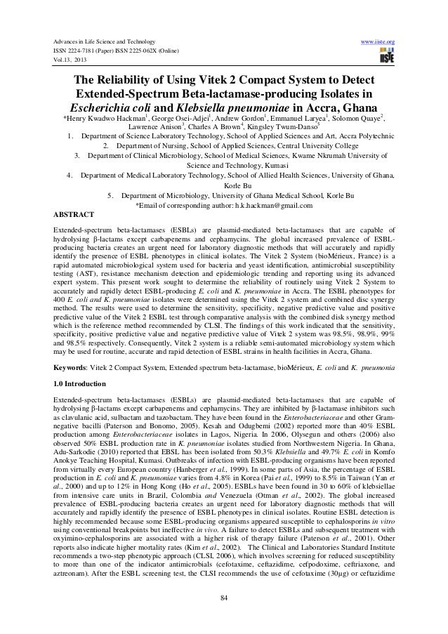 The reliability of using vitek 2 compact system to detect