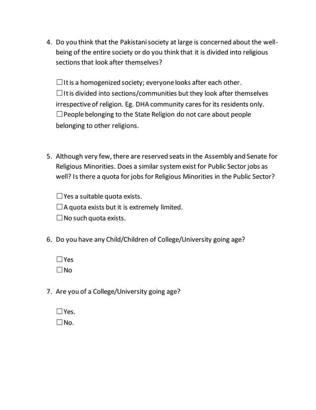 The Religious Minorities Survey - For Thesis Purposes Only | PDF
