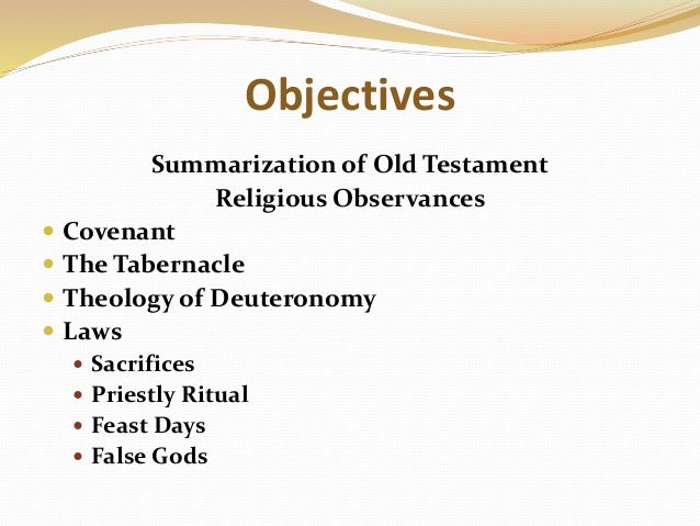 The Religious observances in the Old Testament