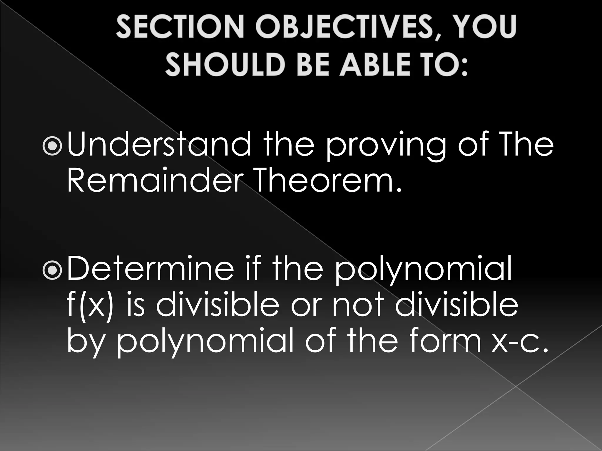 The remainder theorem powerpoint | PPTX