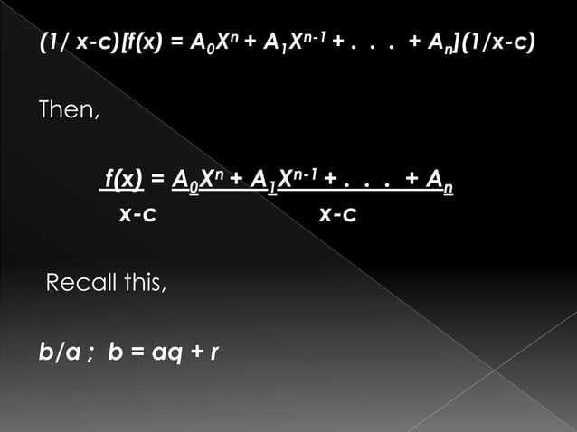 The remainder theorem powerpoint | PPTX | Computing | Technology & Computing