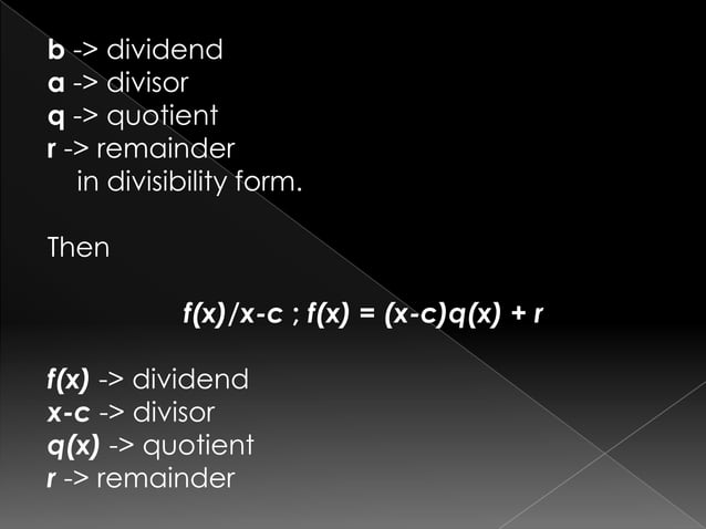 The remainder theorem powerpoint | PPTX | Computing | Technology & Computing