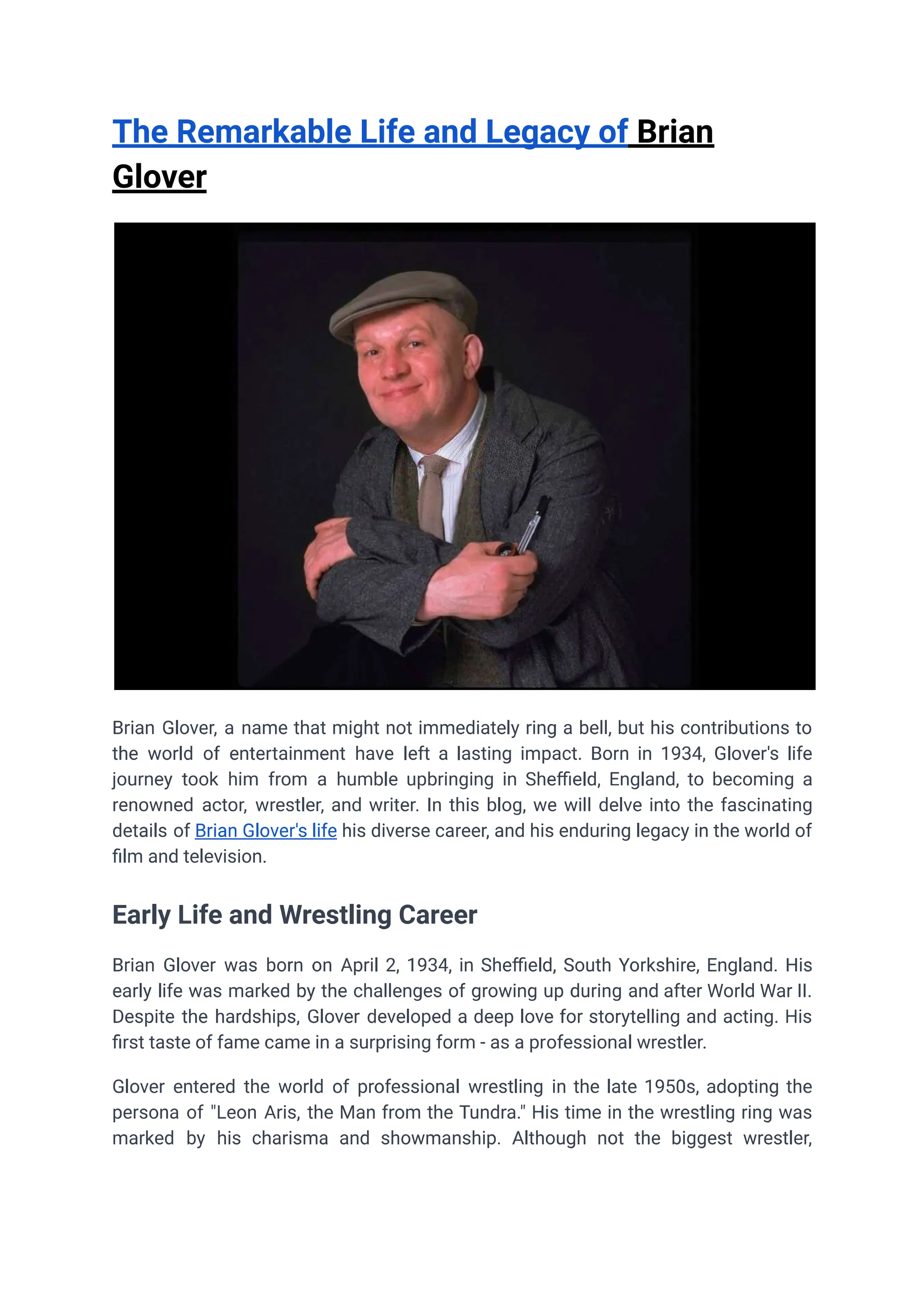 The Remarkable Life and Legacy of Brian Glover | PDF