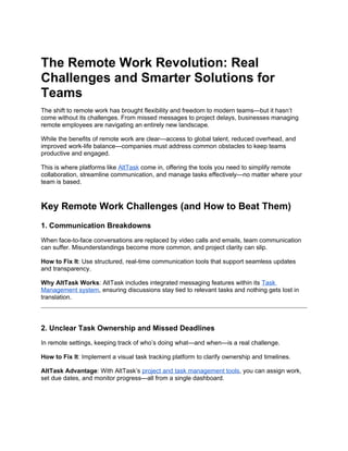The Remote Work Revolution Real Challenges and Smarter Solutions for ...