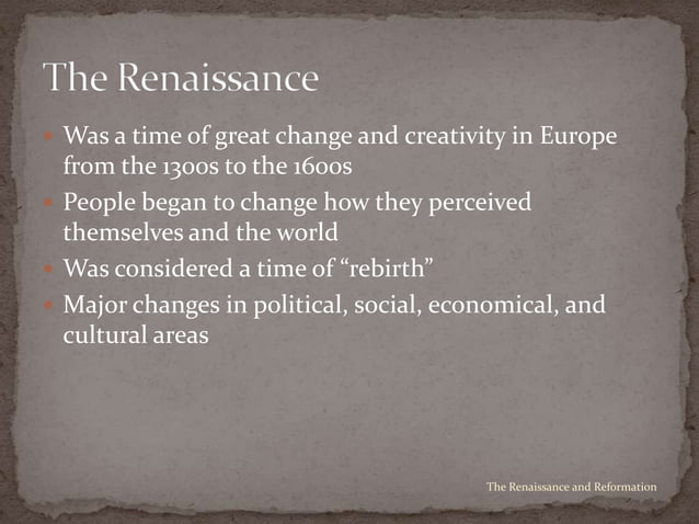 The Renaissance and Reformation | PPT