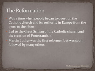 The Renaissance and Reformation | PPT