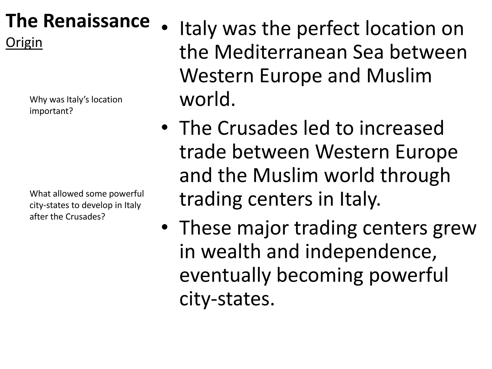 The renaissance and reformation lesson 1 renaissance origin and ...