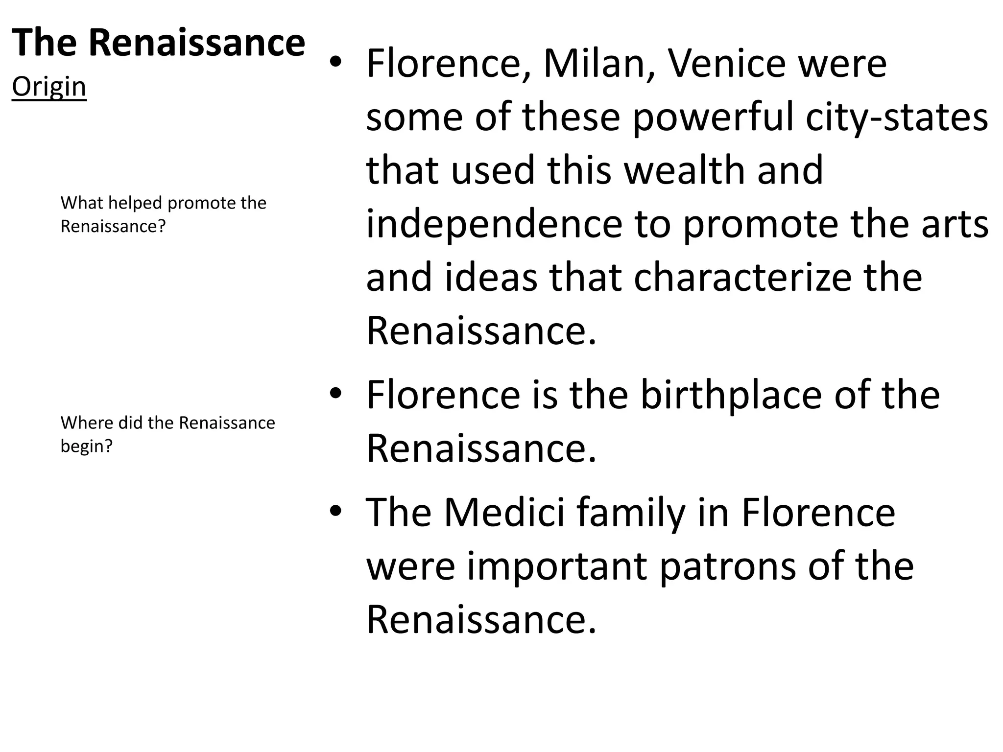 The Renaissance, Reformation and Exploration lesson 2 renaissance ...